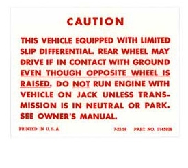 Corvette Decal Posi Traction Caution 59 71 ( #13031 ) | EC Products
