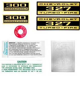 Corvette Decal Kit Engine Compartment 300 H.p. 327 Turbo Fire 62 ...