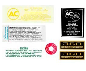 Corvette Decal Kit Engine Compartment 360 H.p. And Fuel Injection 62 ...