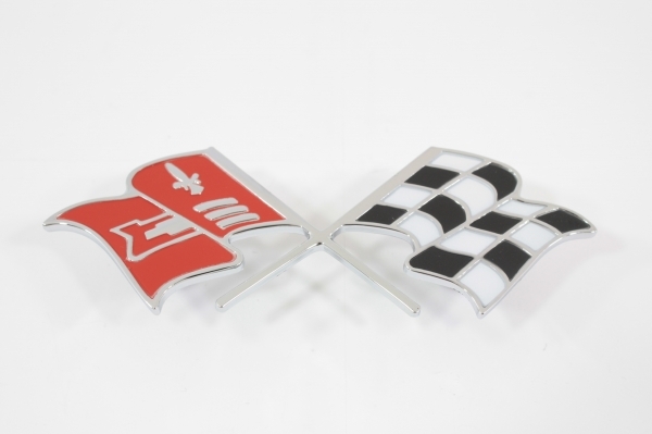 Corvette Emblem Set Front Side Fender Cross Flag Import Pair 58 60 ( # ...