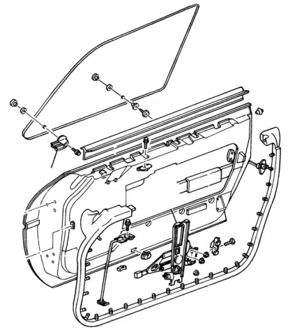 Corvette Guide Door Window Front Right 93 96 ( #E16778 ) | EC Products