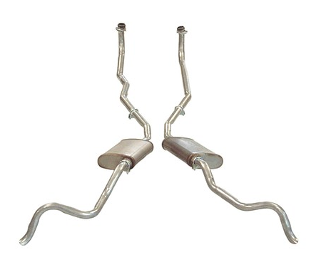 Corvette Exhaust System Aluminized Oval Muffler No Crossover 2.5 Inch ...