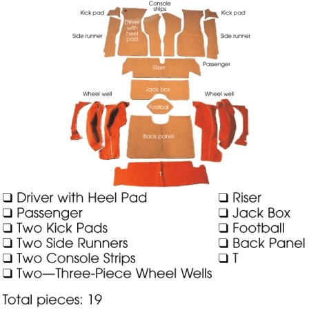 Corvette Carpet Set Complete Convertible 80 20 Loop Foam Backed With ...